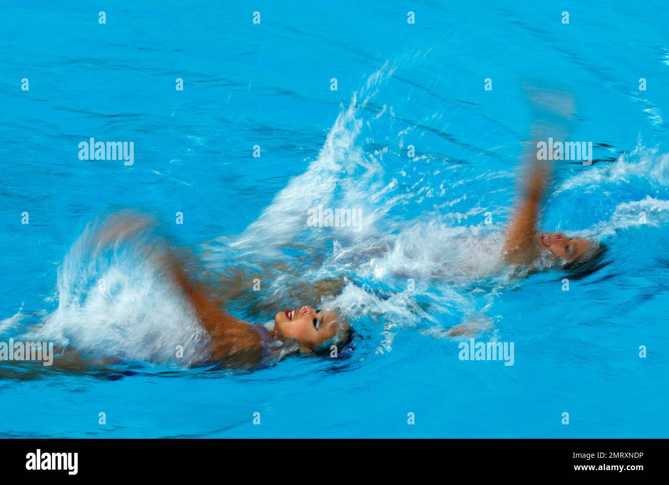 Malaysia's Gan Hua Wei, and Lee Ying Huey compete during the Duet Free Routine Synchronized ...