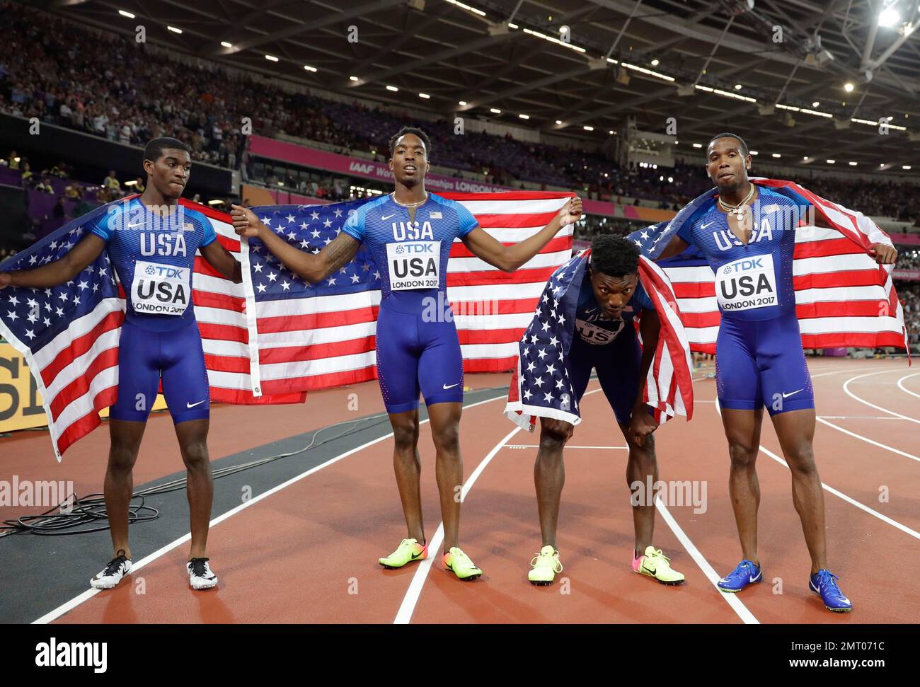 United States' Wilbert London III, Michael Cherry, Fred Kerley and Gil ...
