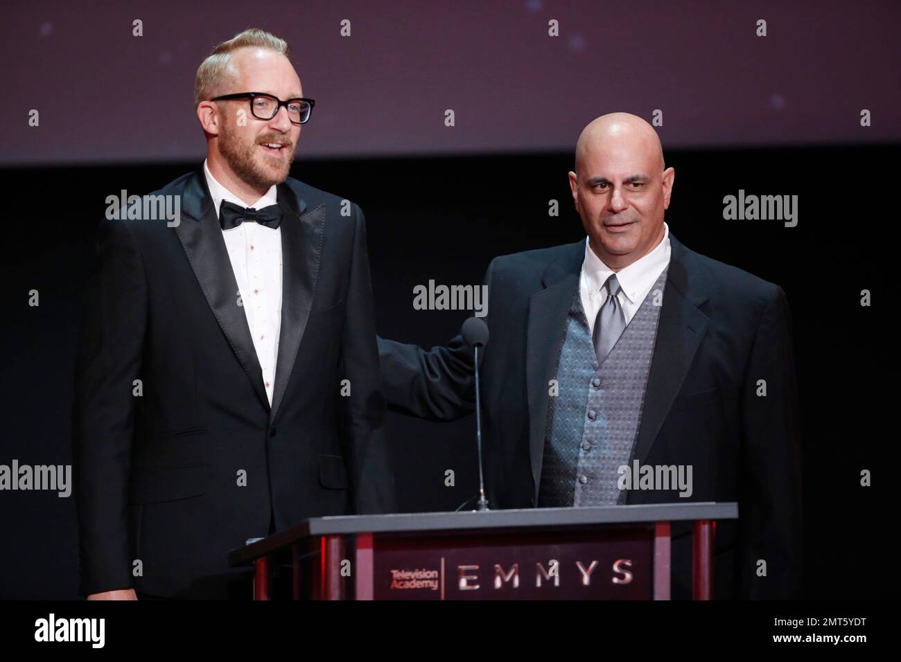 EXCLUSIVE - Nathan Masters, left, and Peter Musurlian present the Emmy ...