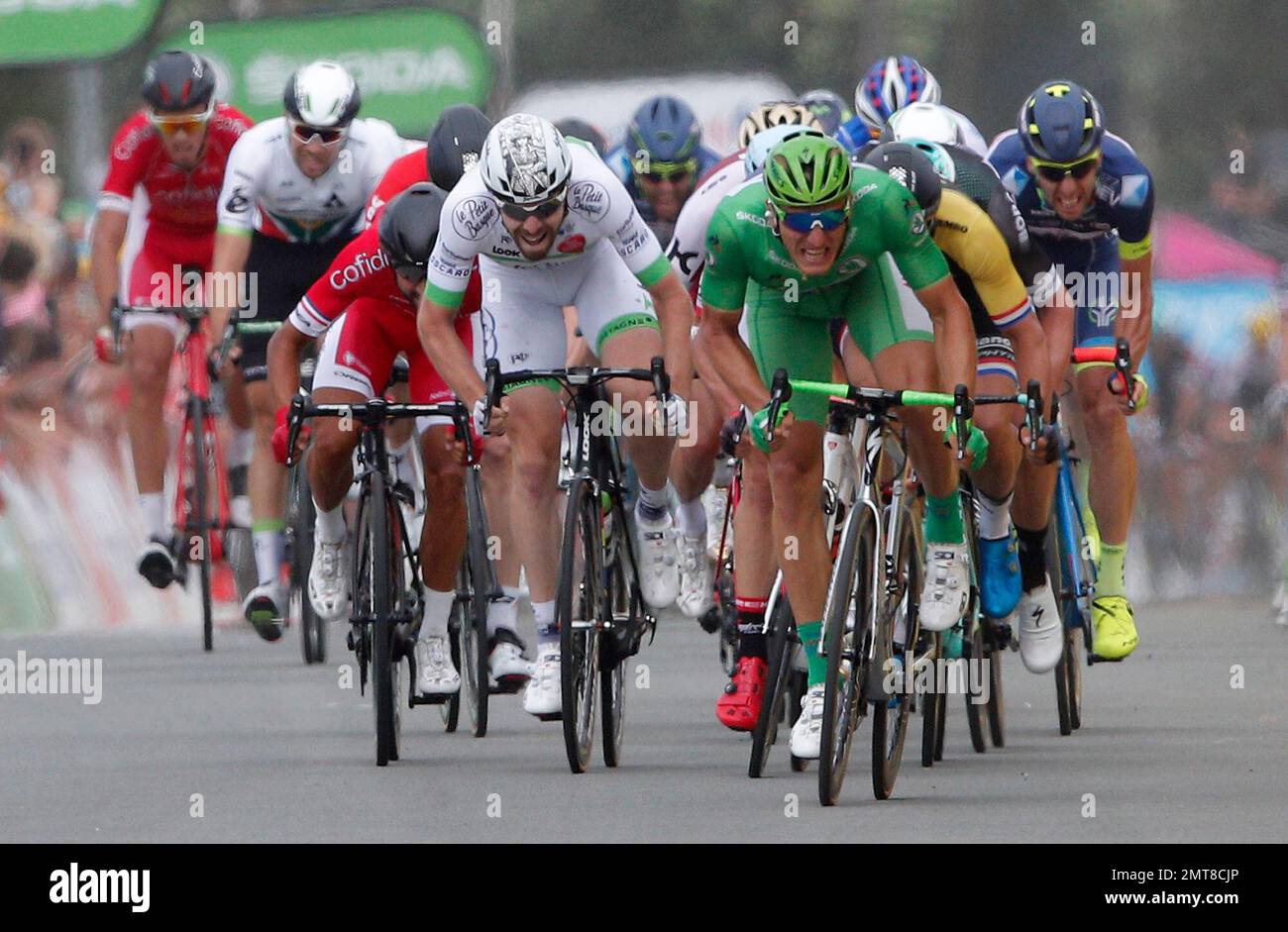 Germany's Marcel Kittel, wearing the best sprinter's green jersey ...