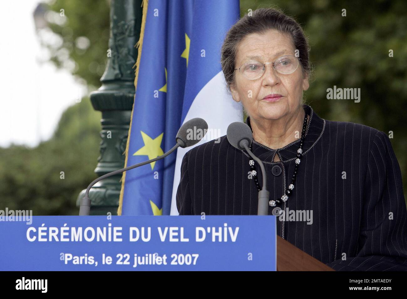 FILE - In this July 22, 2007 file photo, Simone Veil delivers a speech ...