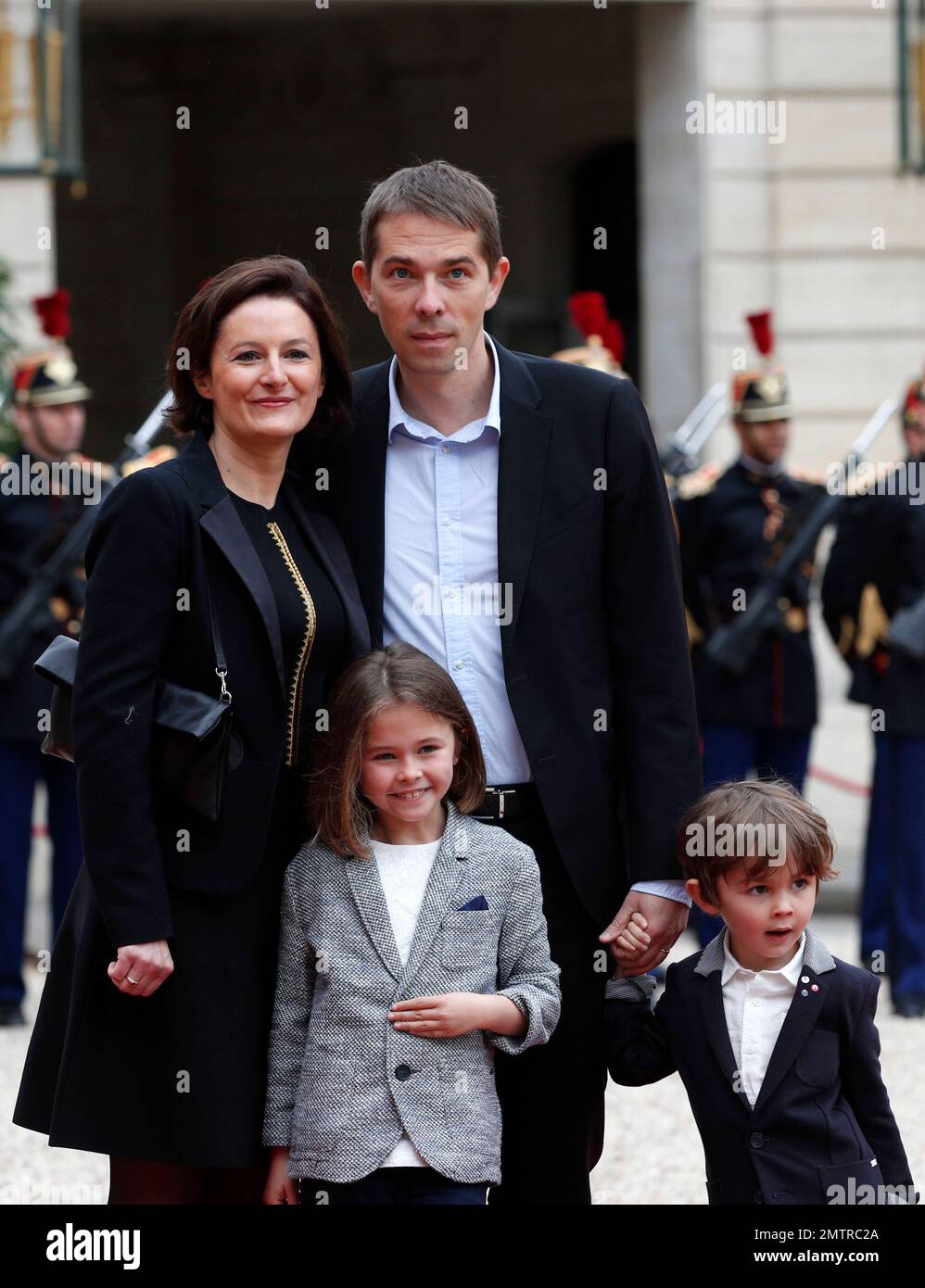 Sebastien Auziere, son of Brigitte Macron, arrives with his wife ...