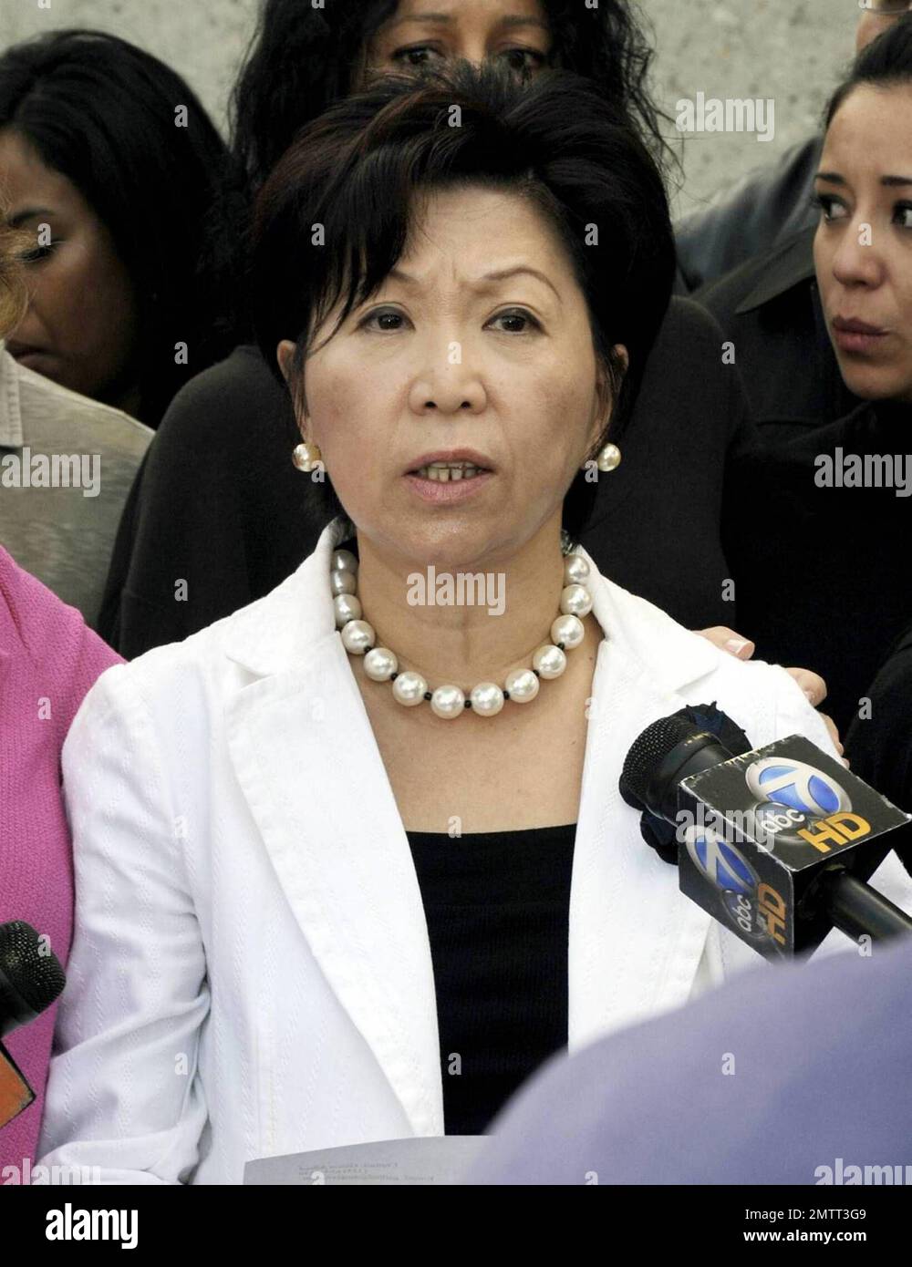 Gloria Allred und die Familie des Mordopfers Felicia Tang halten zum ...