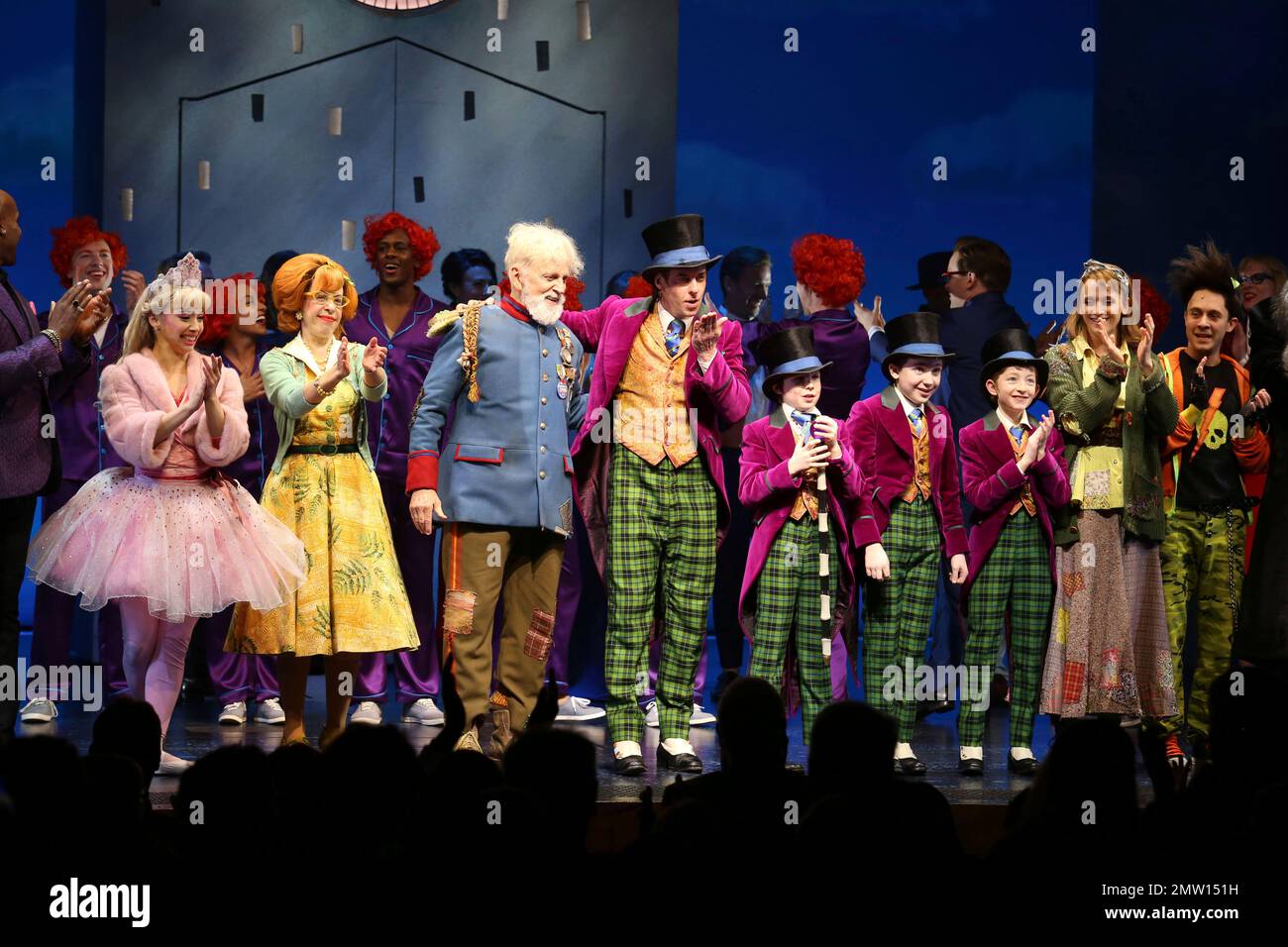 Christian Borle, center, and cast appear on stage for the Broadway ...