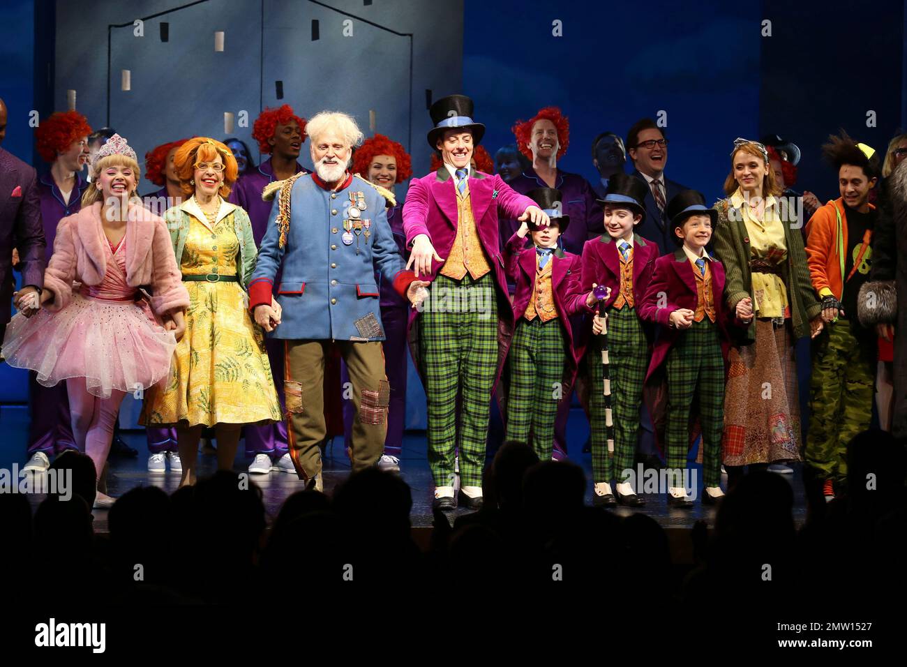 Christian Borle, center, and cast appear on stage for the Broadway ...