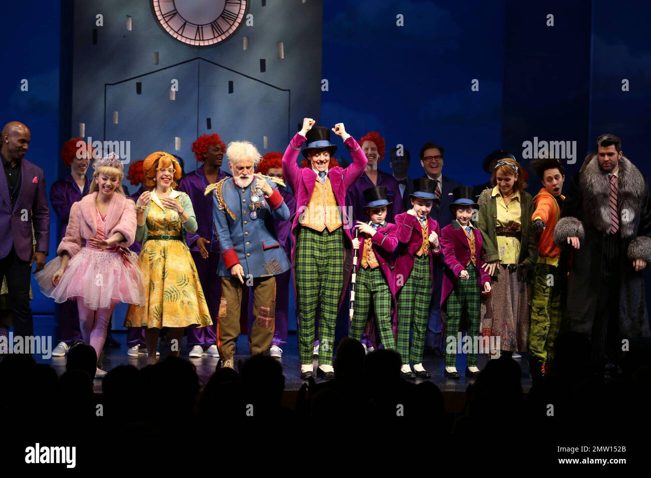 Christian Borle, center, and cast appear on stage for the Broadway ...