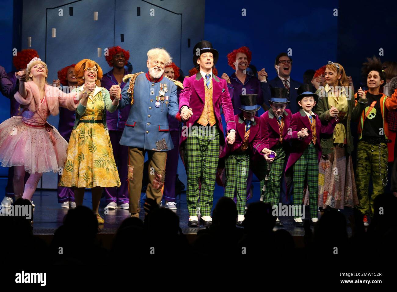 Christian Borle, center, and cast appear on stage for the Broadway ...