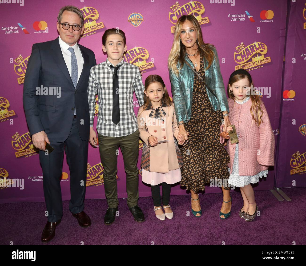 Matthew Broderick, from left, James Wilkie Broderick, Tabitha Broderick ...