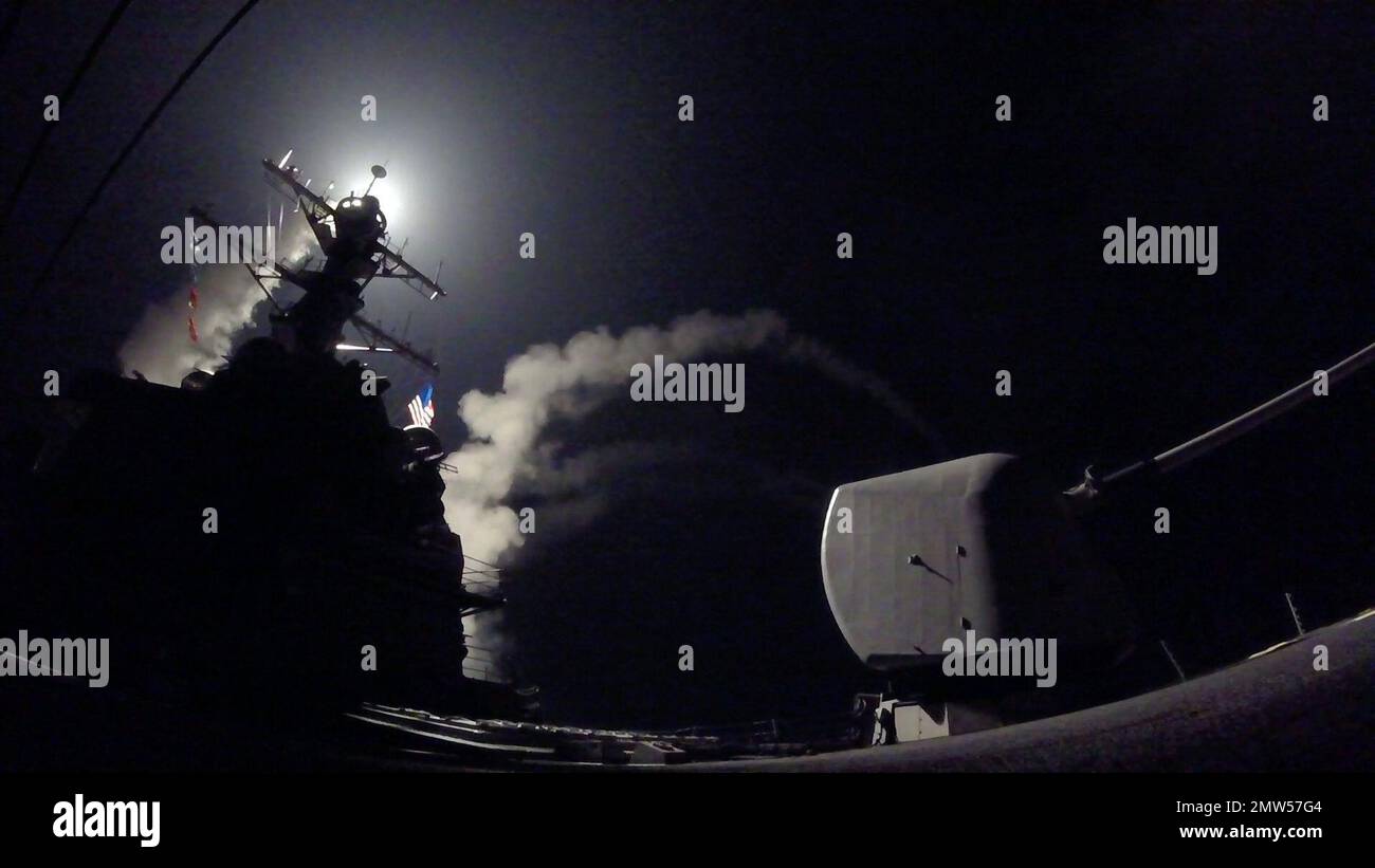 In this image provided by the U.S. Navy, the guided-missile destroyer ...