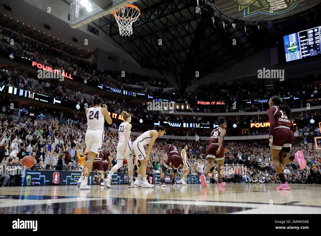 Connecticut's Napheesa Collier (24), Katie Lou Samuelson (33) and Gabby ...