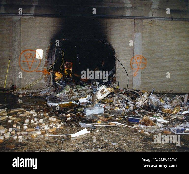 This undated photo provided by the FBI shows damage to the Pentagon ...