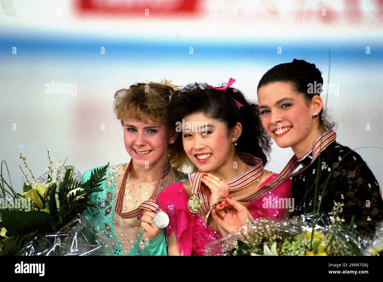 FILE - In this March 12, 1991, file photo, American skaters (L to R ...