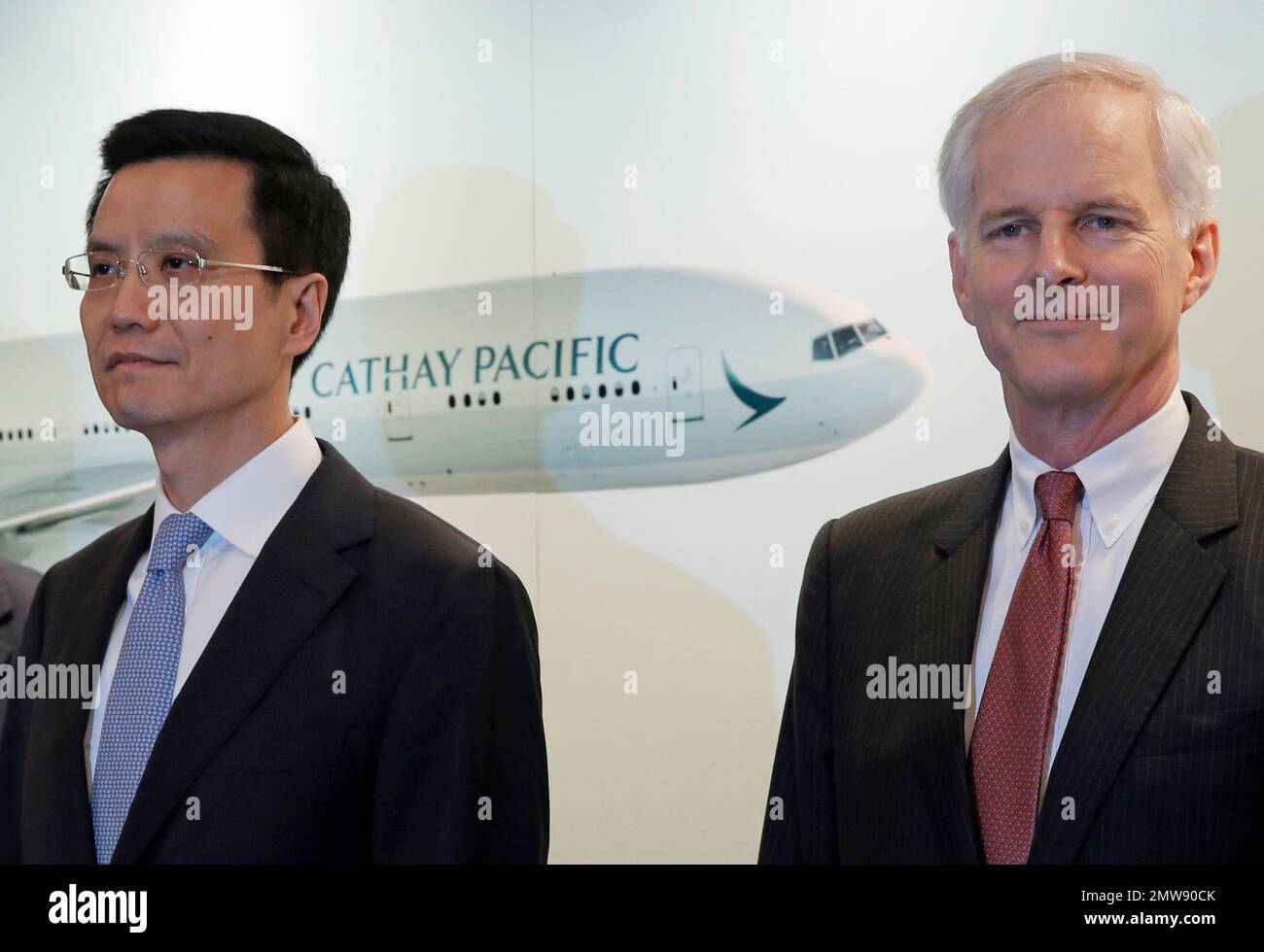 Cathay Pacific Chairman John Slosar, right, and Chief Executive Ivan ...