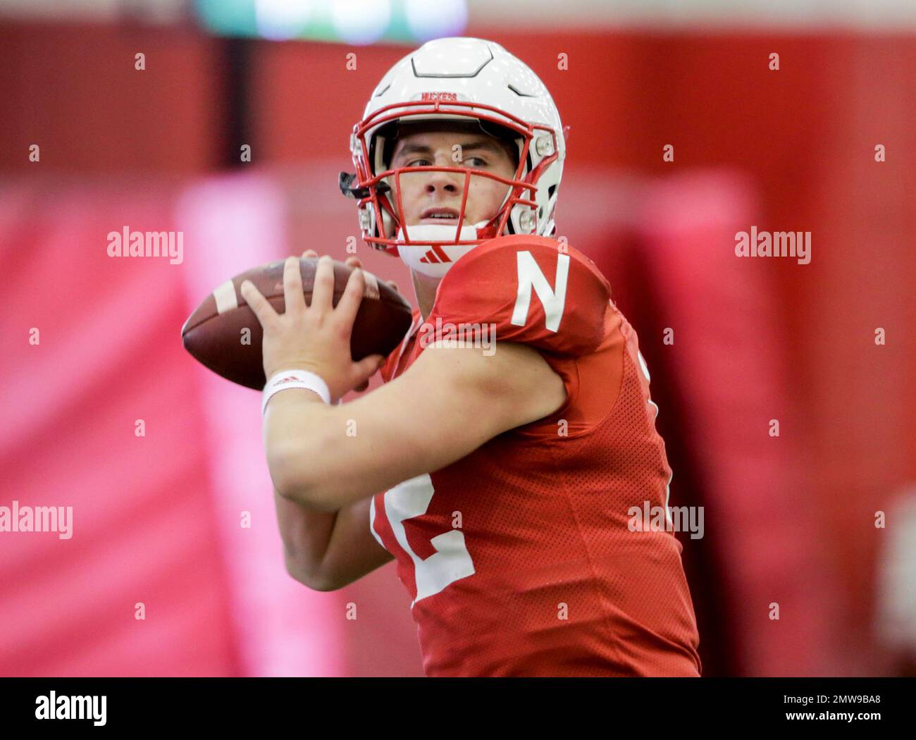 Nebraska quarterback Patrick O'Brien (12) throws during NCAA college ...