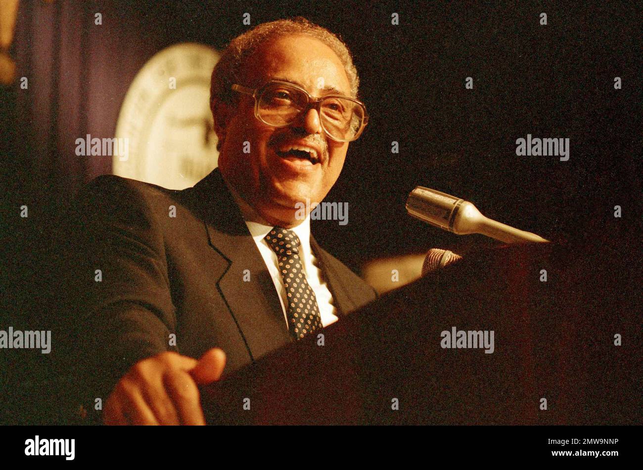 Dr. Benjamin Hooks, executive director of the NAACP, addresses the NAACP Convention at a ...