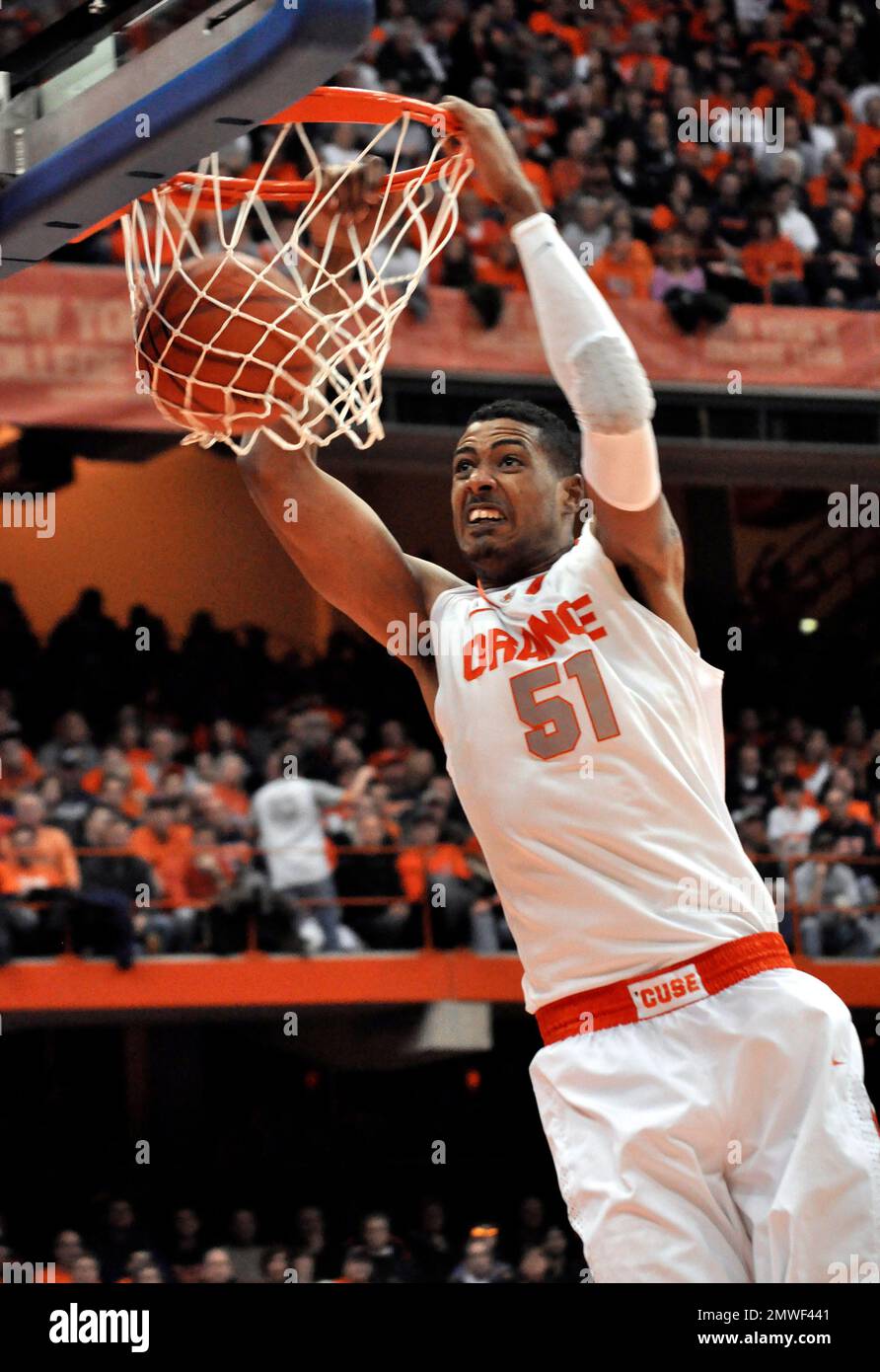 FILE - In this Jan. 14, 2012, file photo, Syracuse's Fab Melo dunks ...