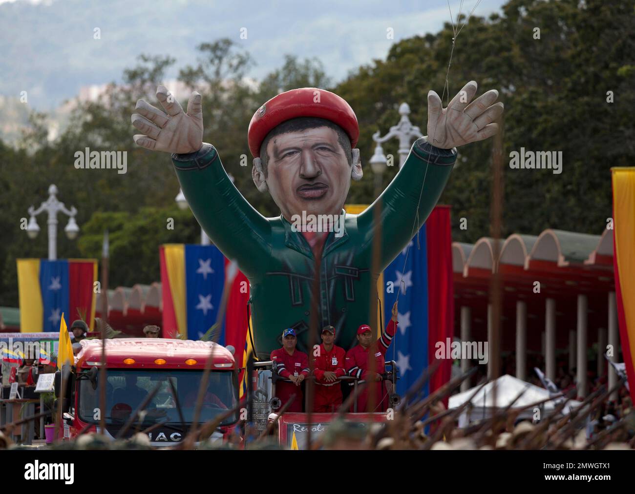A giant inflatable figure of Venezuela's late President Hugo Chavez is ...