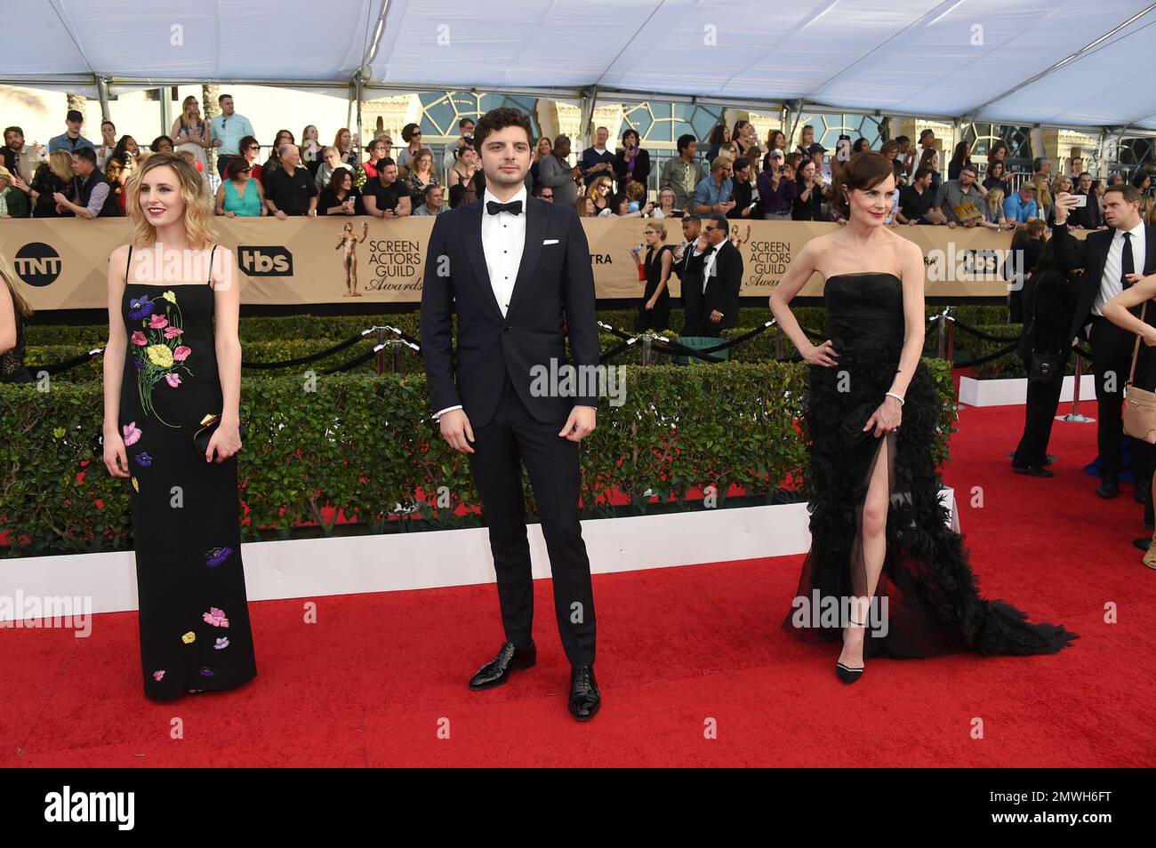 Laura Carmichael, from left, Michael Fox, and Elizabeth McGovern arrive ...