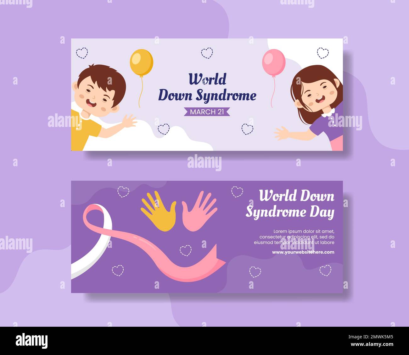 World Down Syndrome Day Horizontales Banner Flacher Cartoon ...