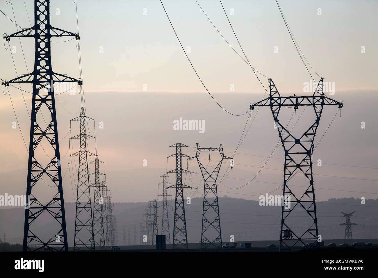 High voltage power lines are pictured outside Strasbourg, eastern ...