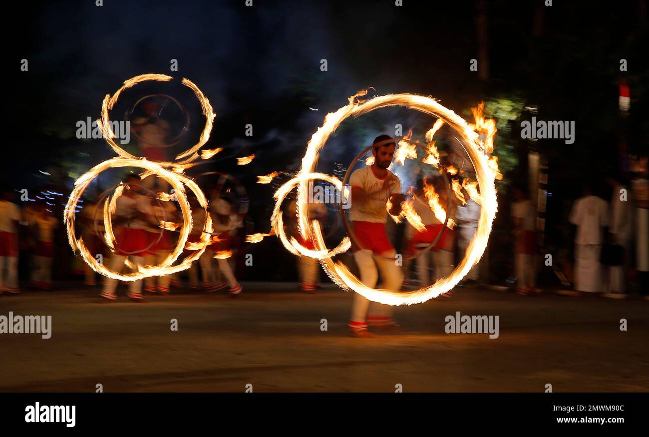 In this Thursday, Jan. 12, 2017 photo, Sri Lankan traditional fireball ...