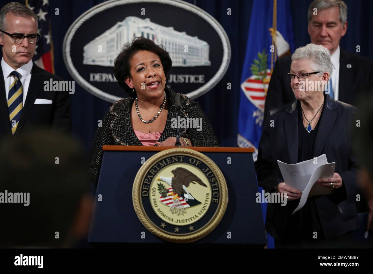Attorney General Loretta Lynch, center, with Environmental Protection ...