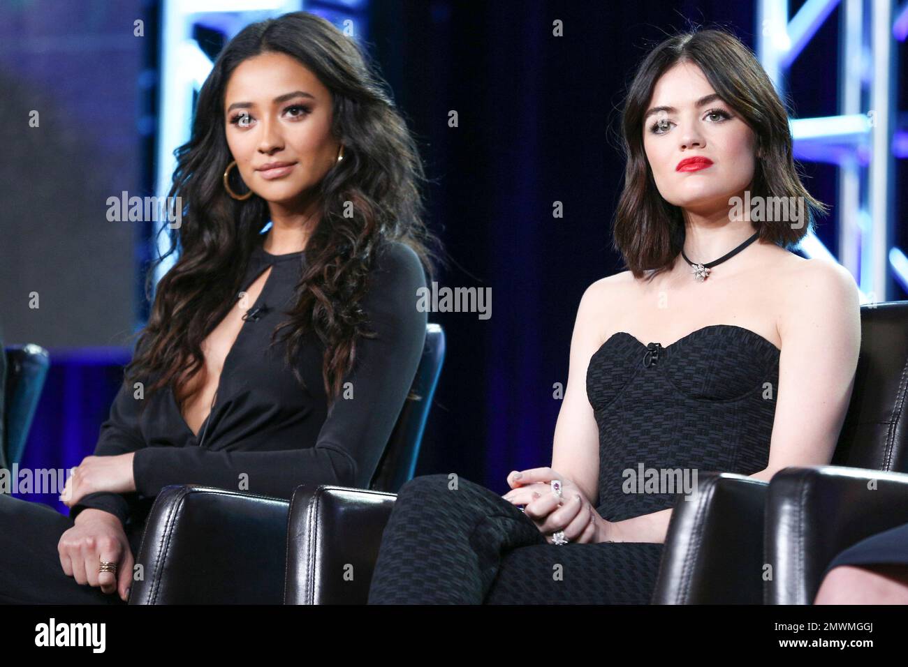 Shay Mitchell, left, and Lucy Hale attend the "Pretty Little Liars ...