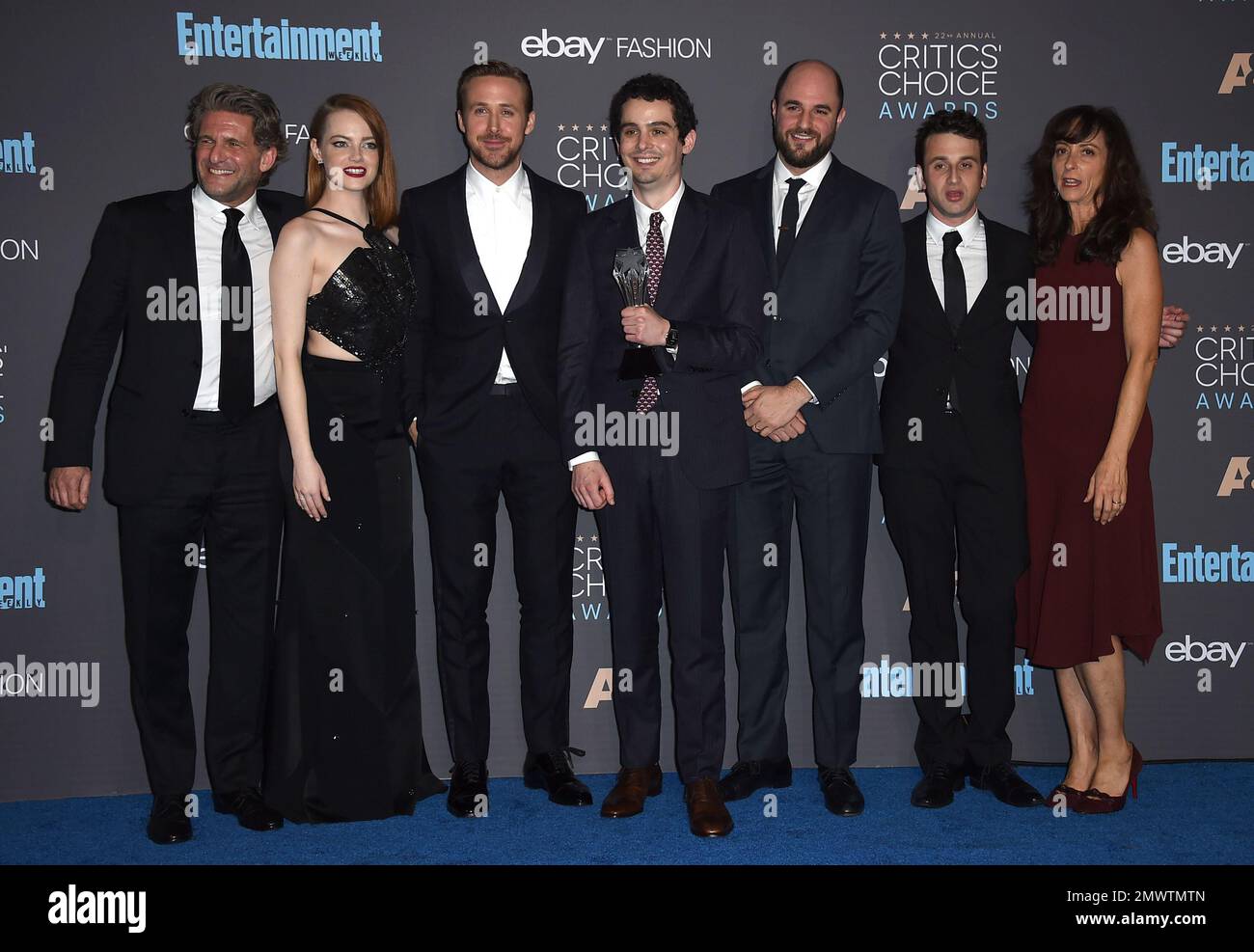 Gary Gilbert, from left, Emma Stone, Ryan Gosling, Damien Chazelle ...