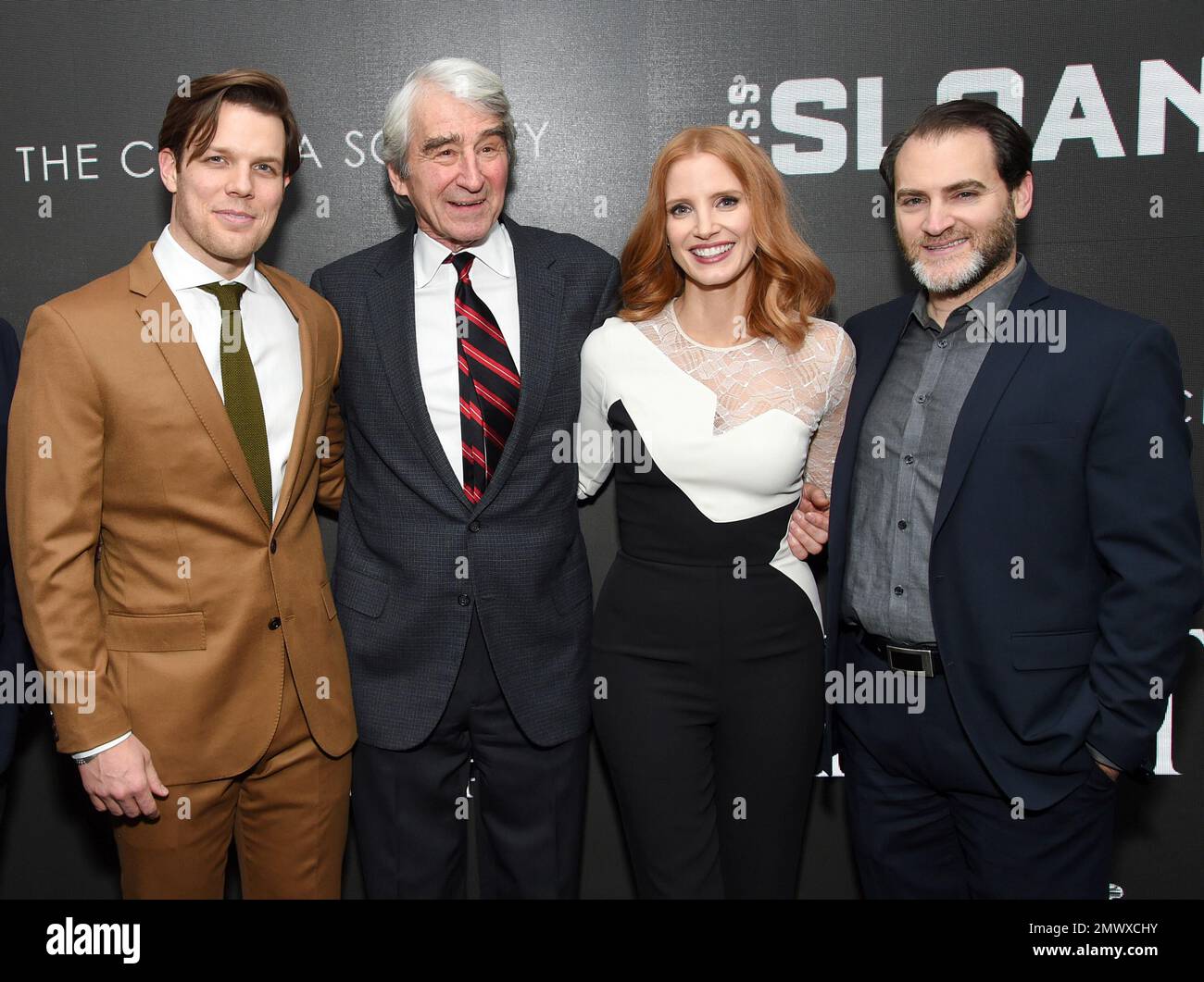 Actors Jake Lacy, from left, Sam Waterston, Jessica Chastain and ...