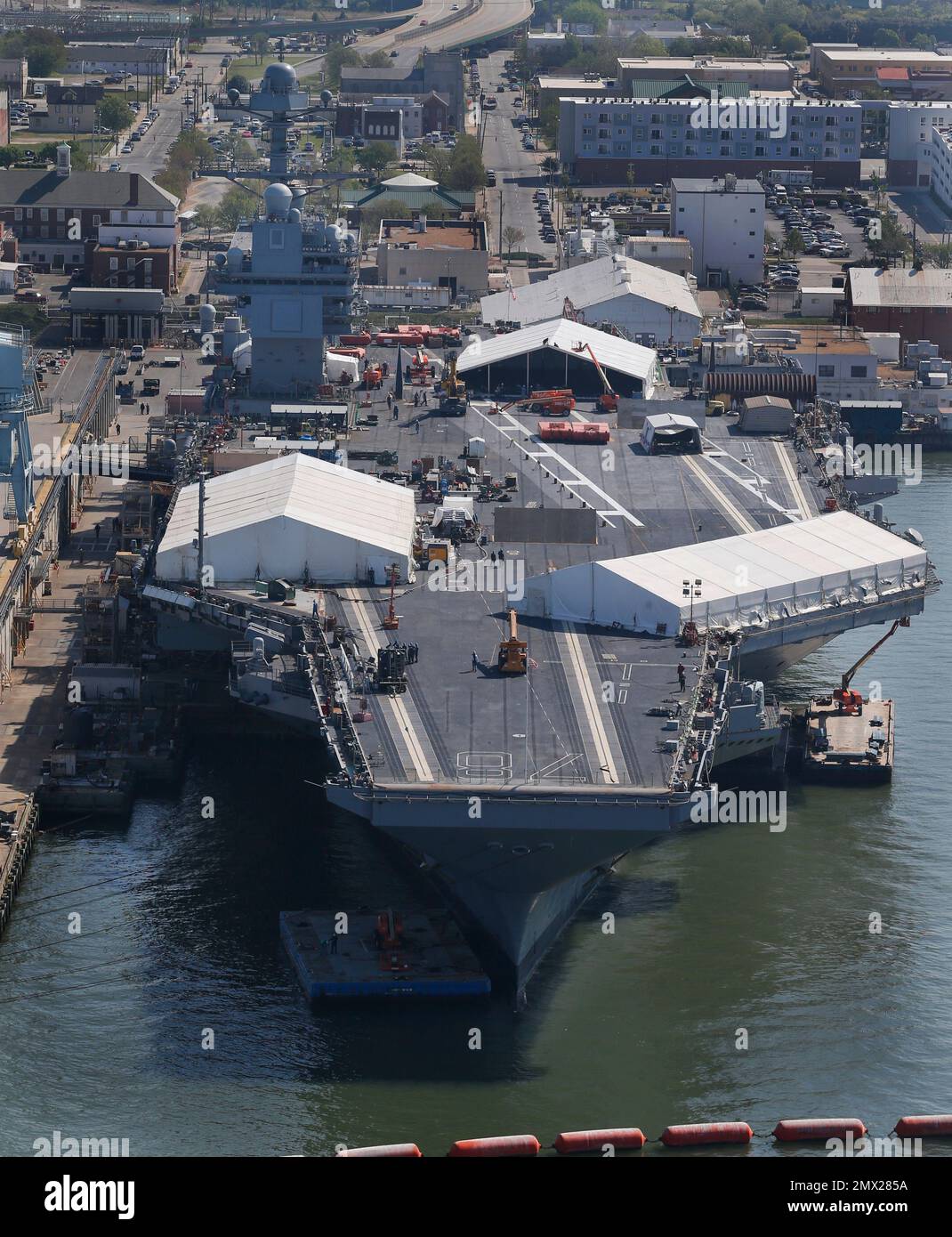 In this April 27, 2016 photo, USS Gerald R. Ford is stationed at ...