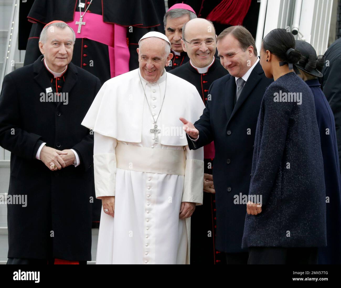 Pope Francis, flanked at left by Vatican Secretary of State Cardinal ...