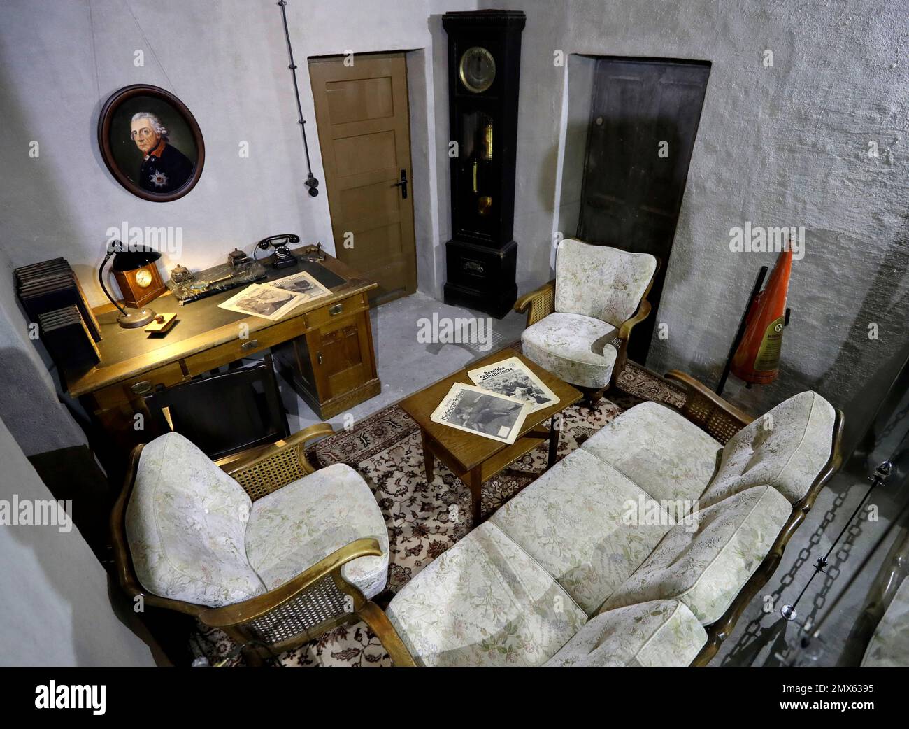 Interior view of a replica of the living room and office of Adolf ...