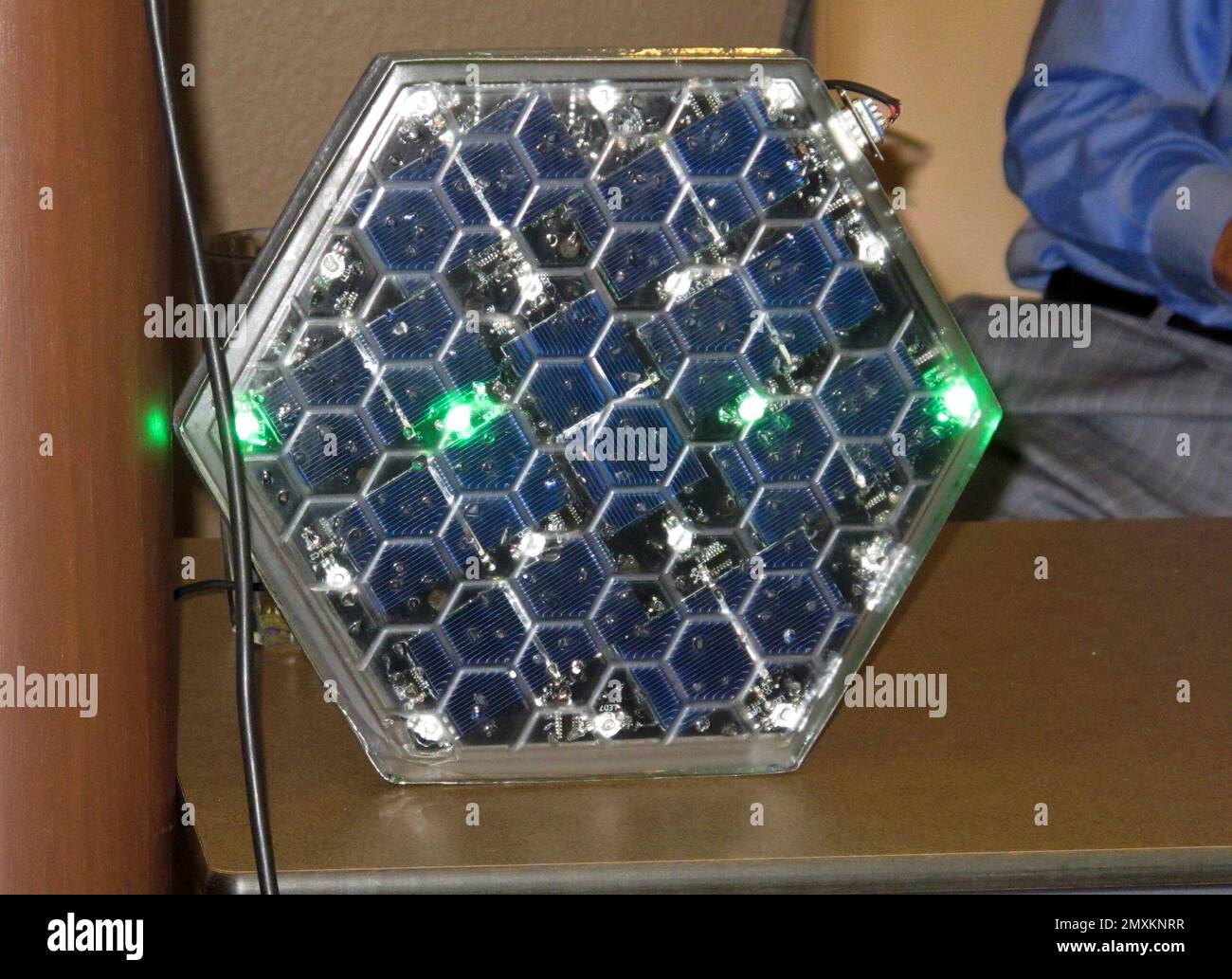 In this Sept. 30, 2016 photo, approximately one-third sized solar ...