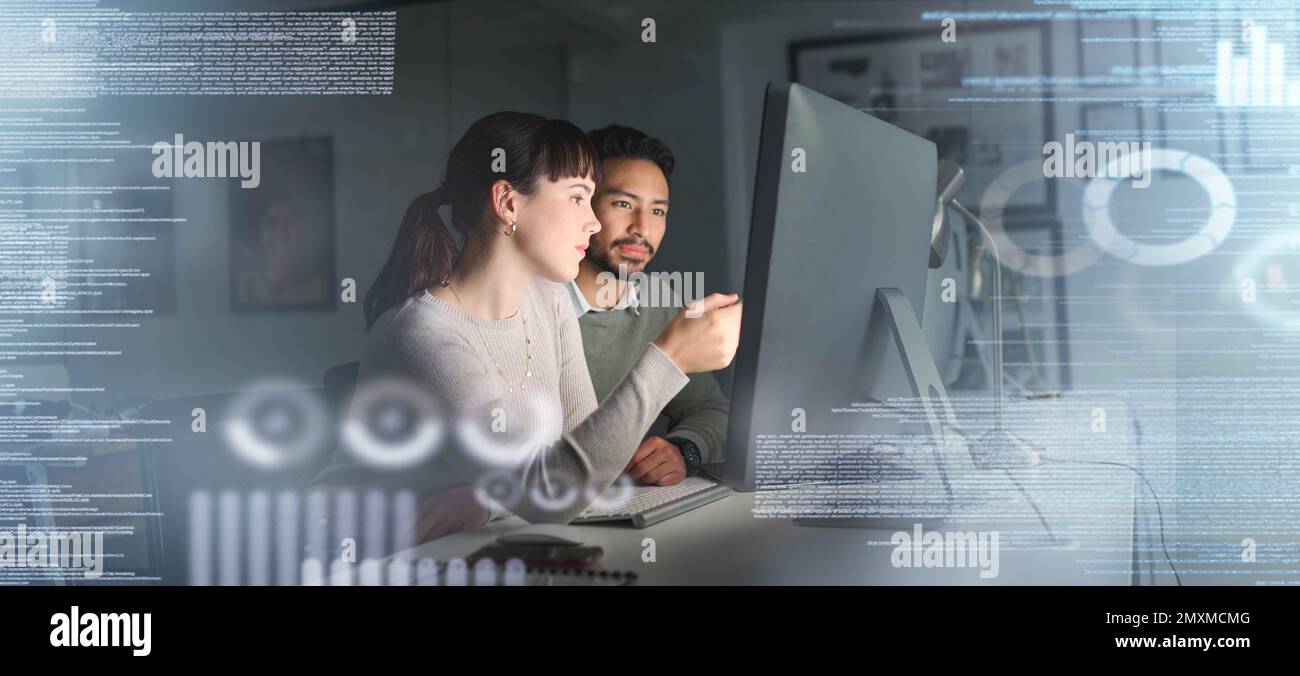 Informationstechnologie, Computer-Hologramm und Personen-Börsenforschung, Statistik und Diagramm ...