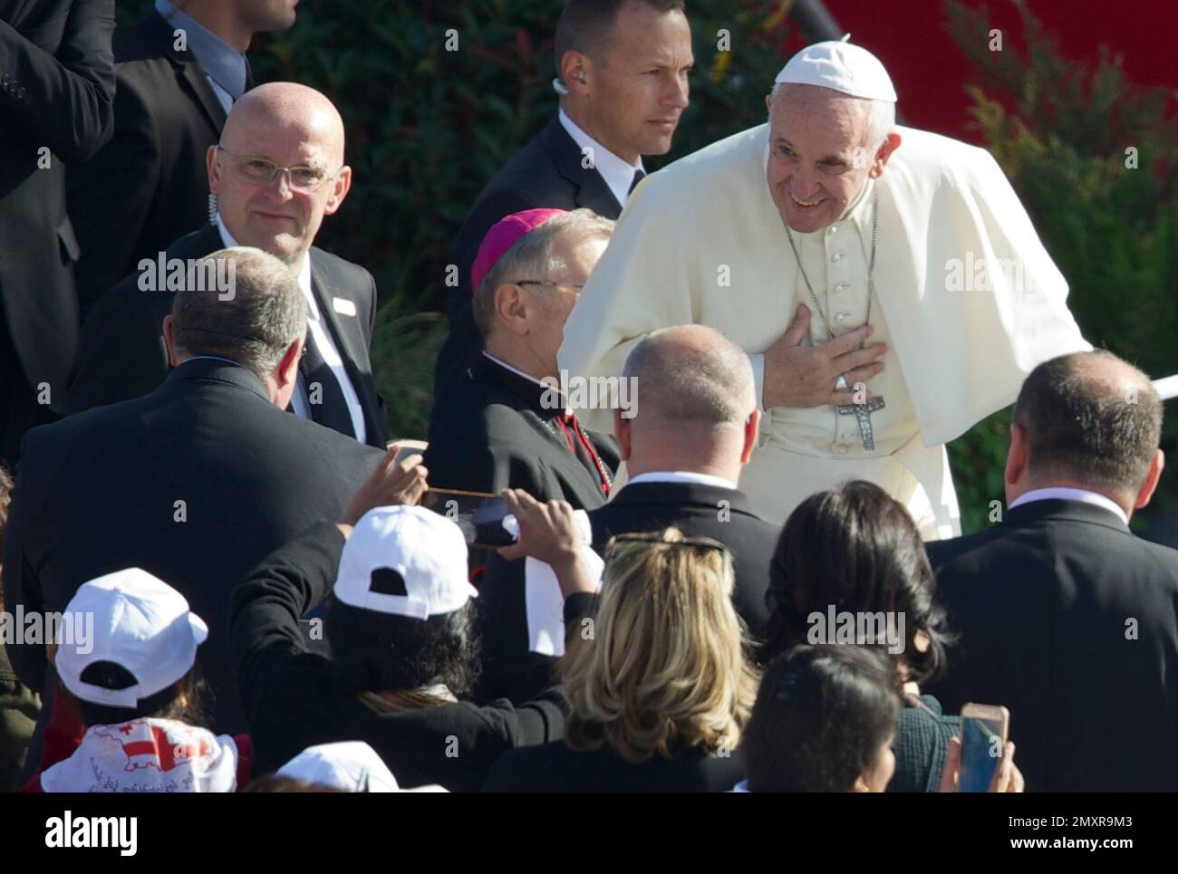 Pope Francis greets Georgian President Georgi Margvelashvili, left with ...