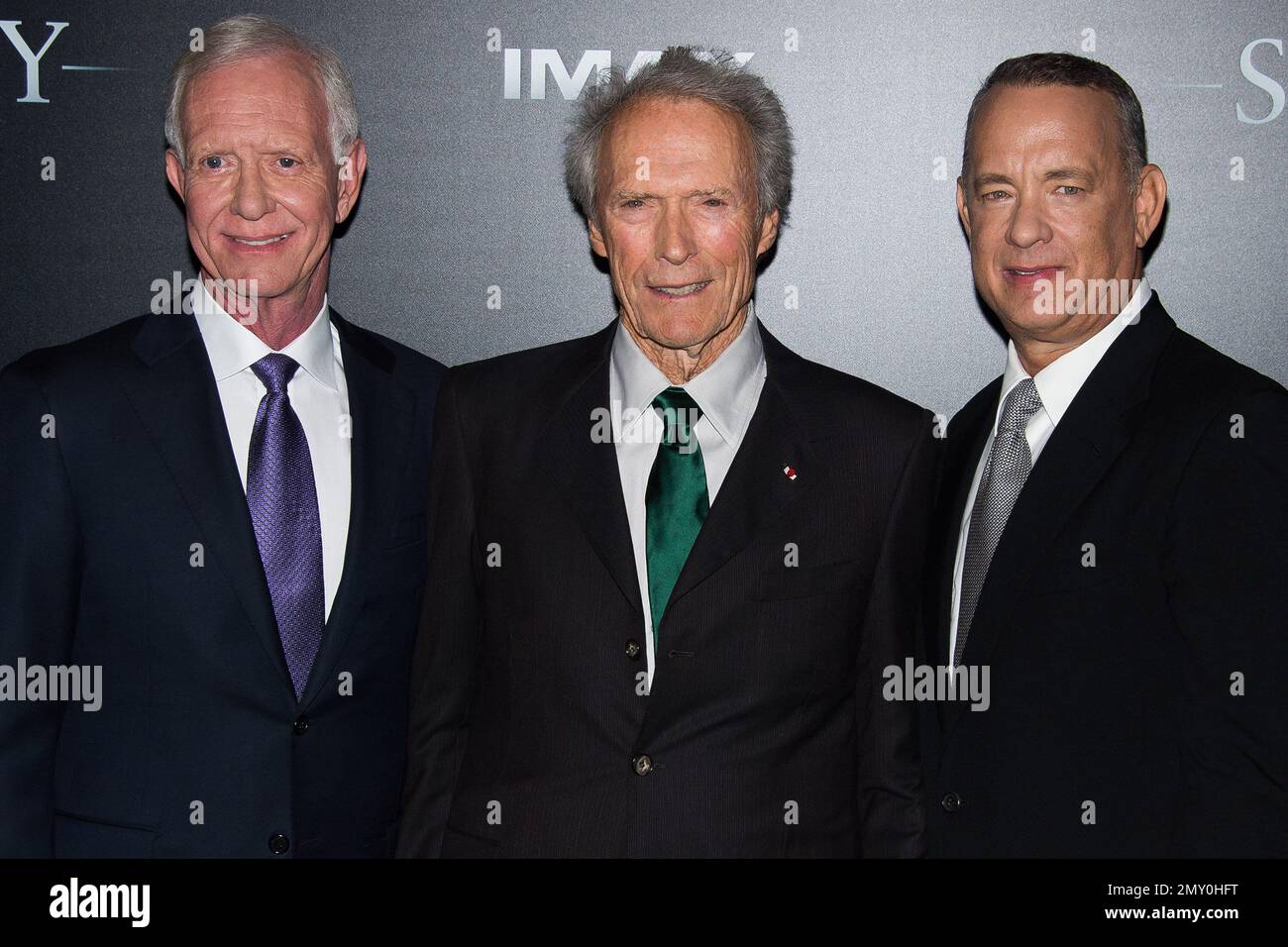 Chesley "Sully" Sullenberger, left, Clint Eastwood and Tom Hanks attend ...