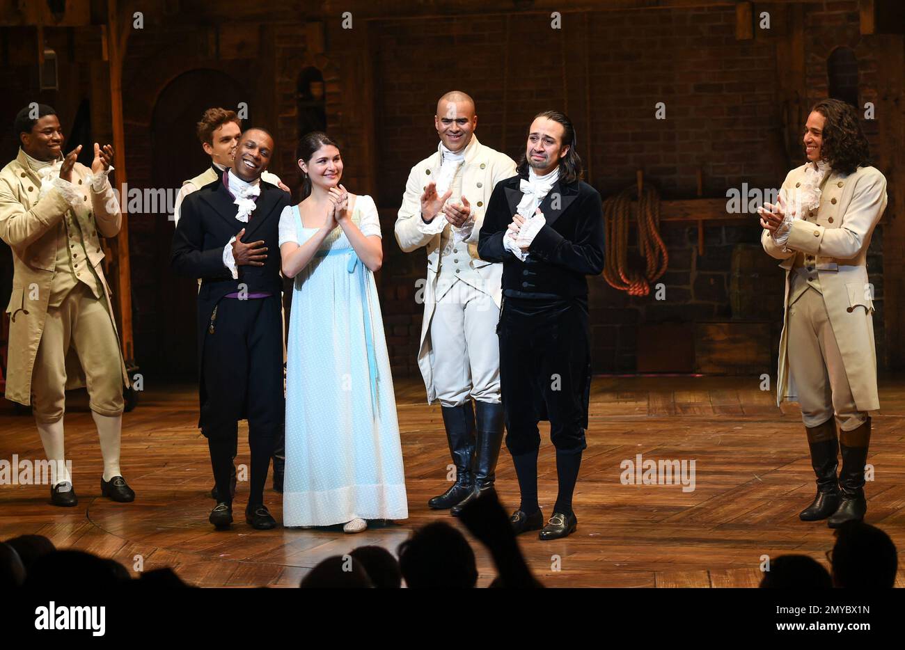 Actor and "Hamilton" creator Lin-Manuel Miranda, center right, takes ...