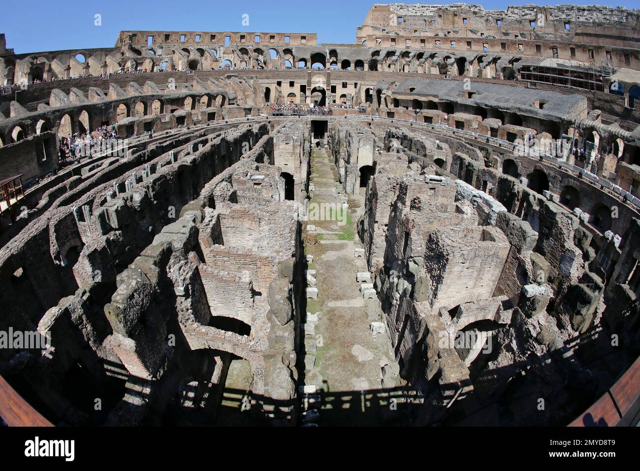 A view of the inside of the Colosseum after the first stage of the ...