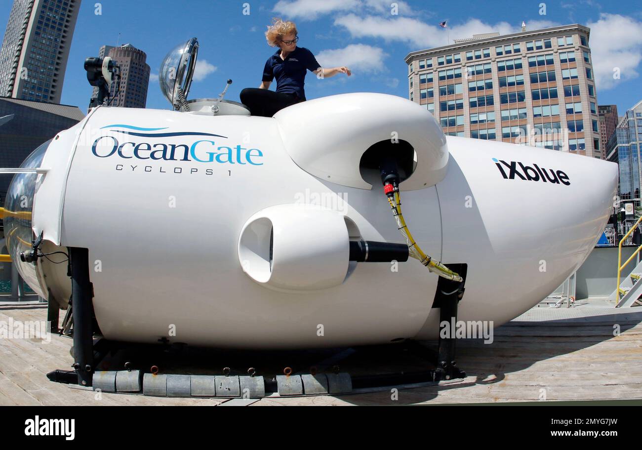 Isabel Johnson, a submarine pilot in training, sits atop the ...