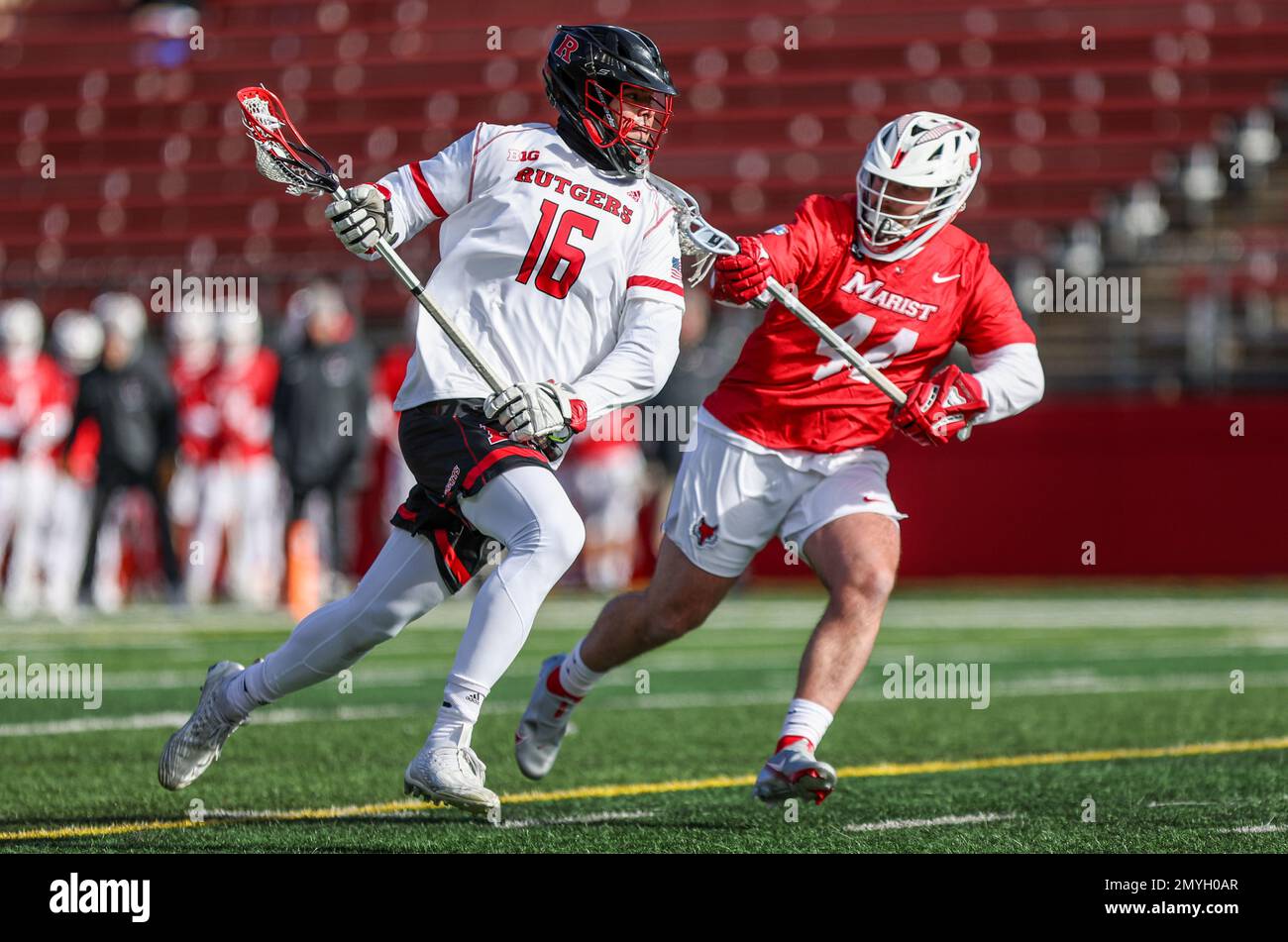 04. Februar 2023: Rutgers Mittelfeldspieler Justin Kim (16) und Marist ...