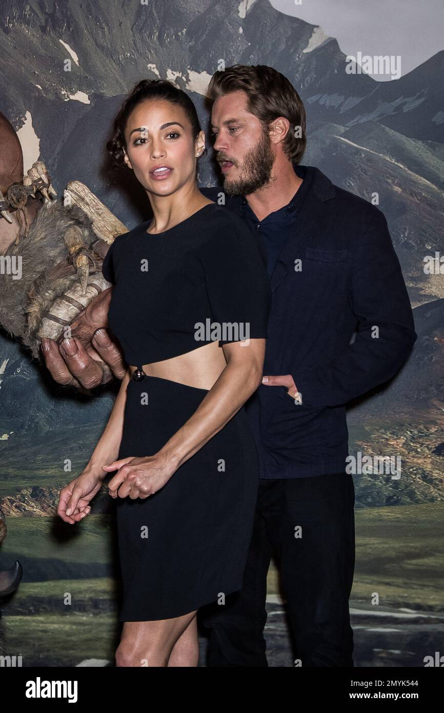Actors Travis Fimmel and Paula Patton pose for photographers during a ...