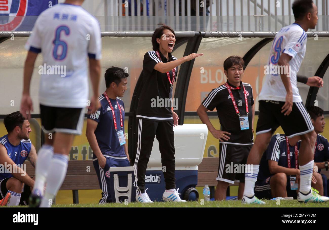Eastern Sports Club head coach Chan Yuen-ting, shouts during a match ...