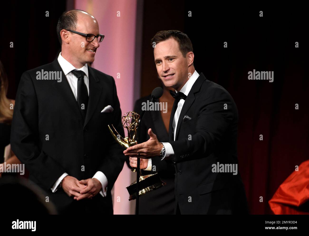 Mike Richards accepts the award for outstanding game show for “The ...