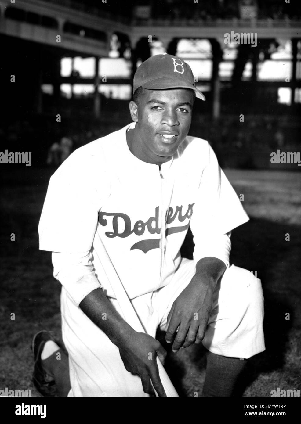 FILE - In this April 11, 1947 file photo, Jackie Robinson of the ...