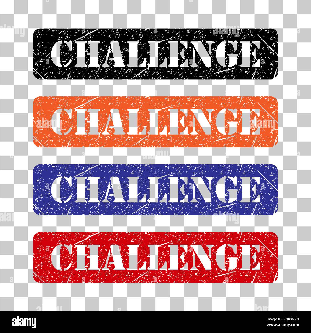 Set von Challenge-Stempel-Symbol, Label Aufkleber Schild-Taste, Text ...