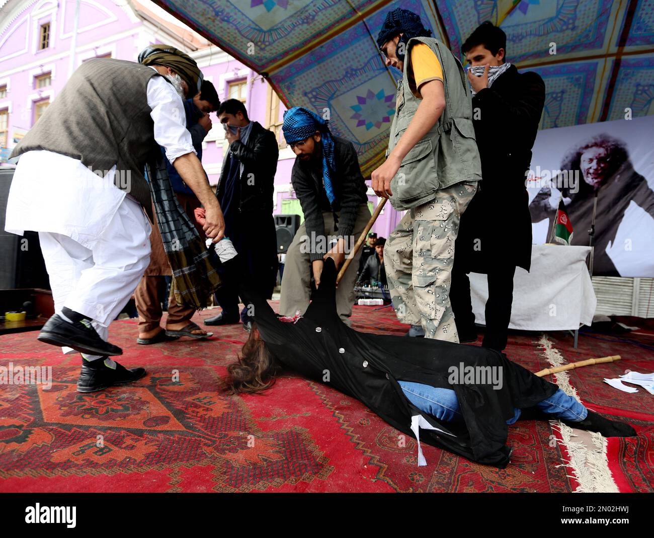 Afghan artists re-enact the mob murder of Farkhunda Malikzada, 27, an ...