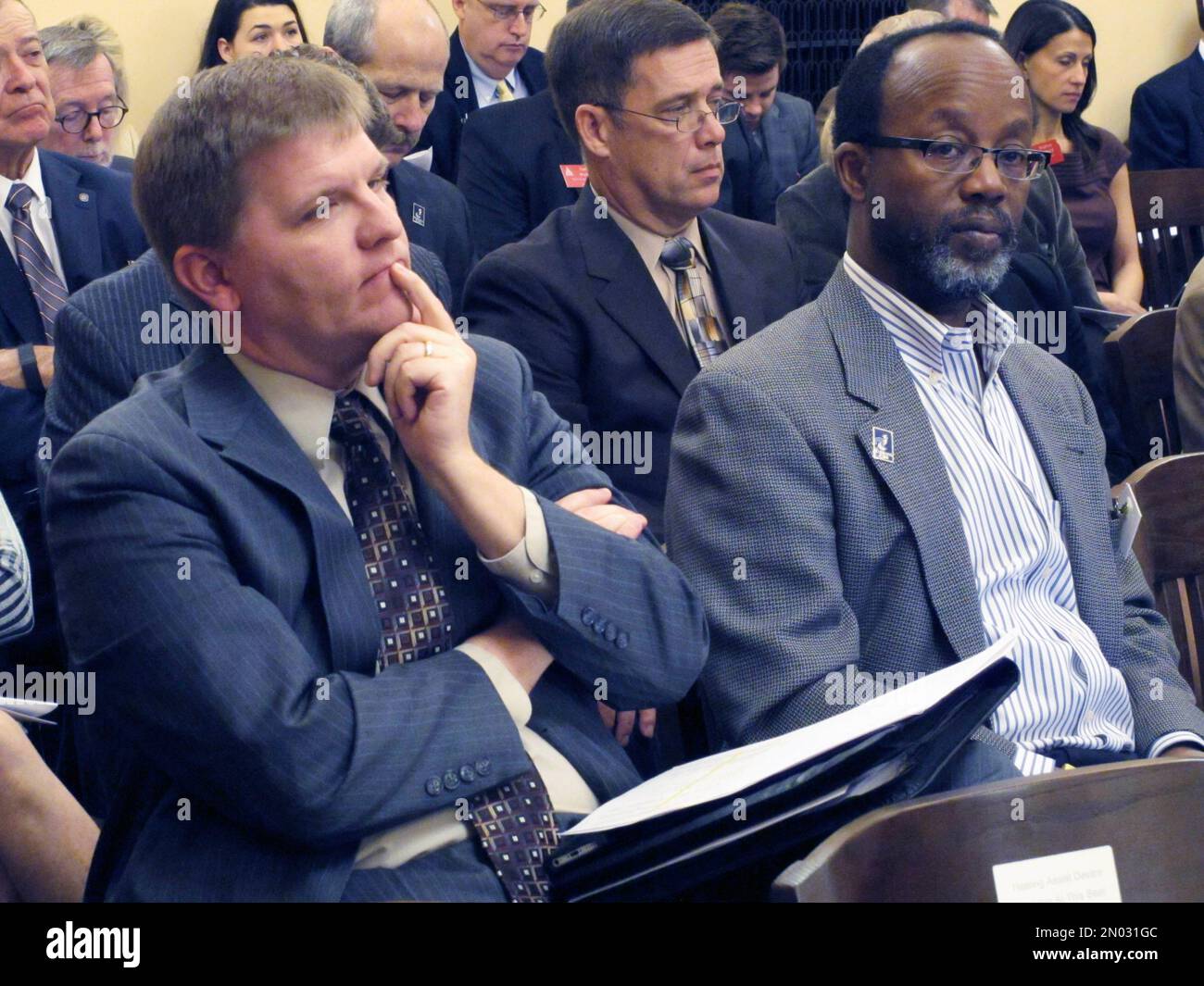 Shawn Sullivan, left, Kansas Gov. Sam Brownback’s budget director, and ...