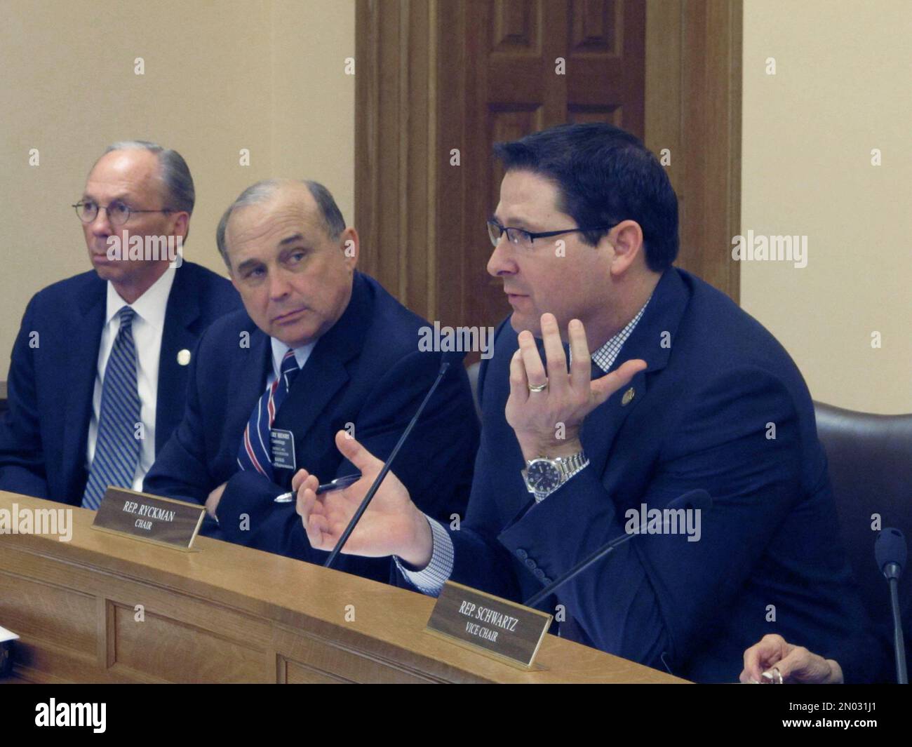 Kansas House Appropriations Committee Chairman Ron Ryckman Jr., right ...