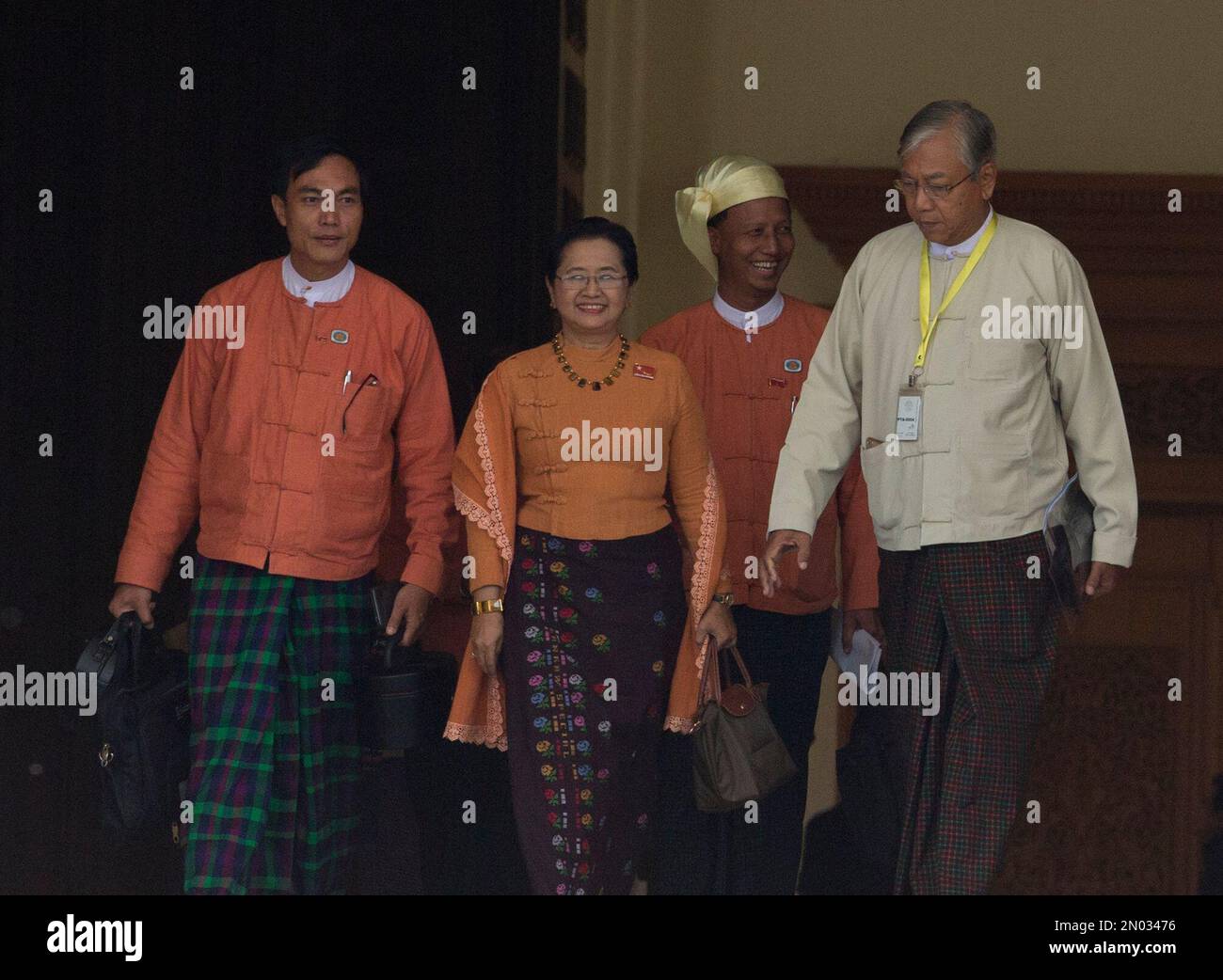 Htin Kyaw, right, the newly elected president of Myanmar, and his wife ...