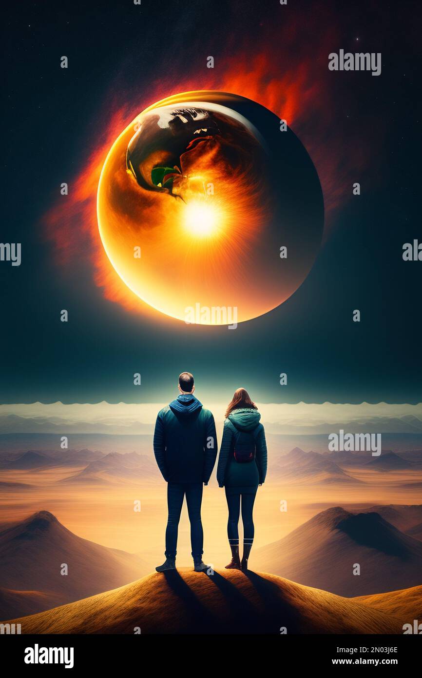 Eine künstliche Intelligenz erzeugte eine Illustration eines Paares im ... Eine künstliche Intelligenz erzeugte eine Illustration eines Paares im ...